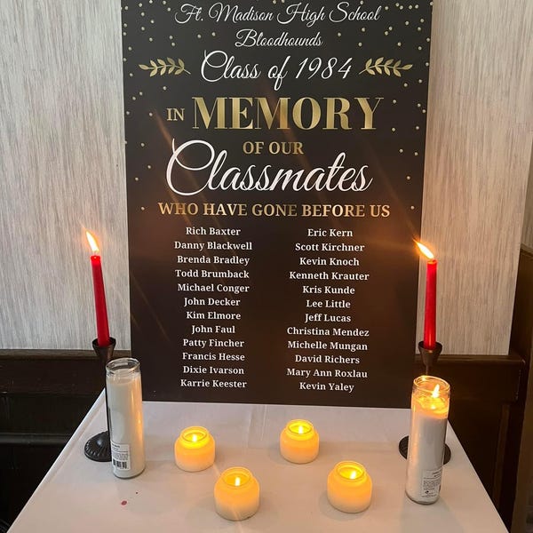 Reunion Memorial Sign in Memory of Classmates Sign Class Reunion ...