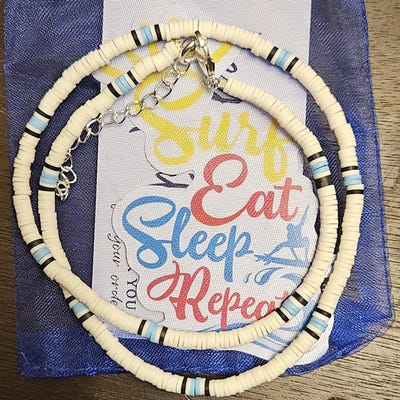 Surfer Necklace, Beach Choker, Beach Necklace, Surfer Choker, Mens Surf ...