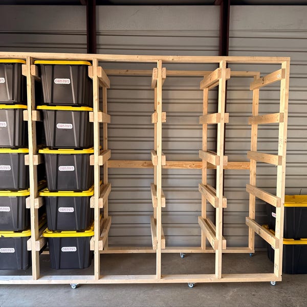 27 Gallon Tote Rack Plans, Custom Rack Configurator, Tote Garage ...