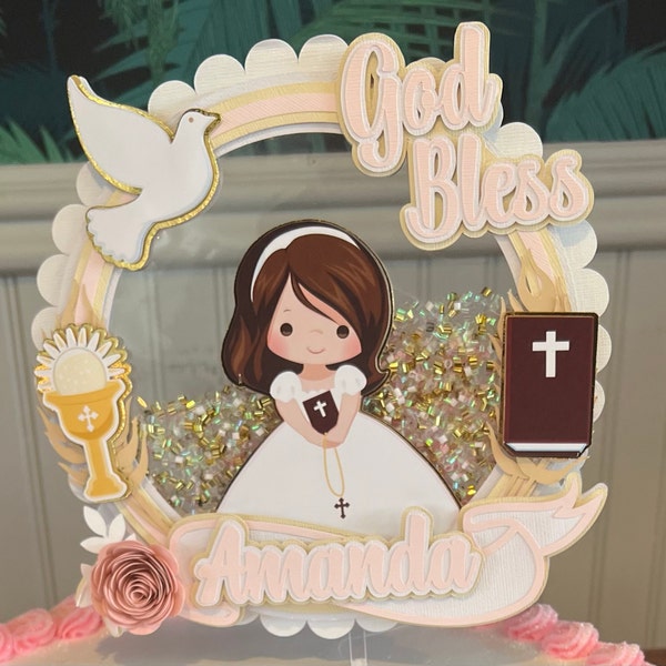 Topper de pastel de primera comunión, Mi Primera Comunión, decoraciones ...