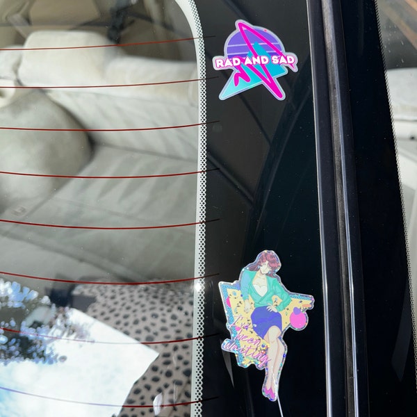 Rad and Sad 90s Retro Vinyl Sticker | Vaporwave, Geometric, Holographic ...