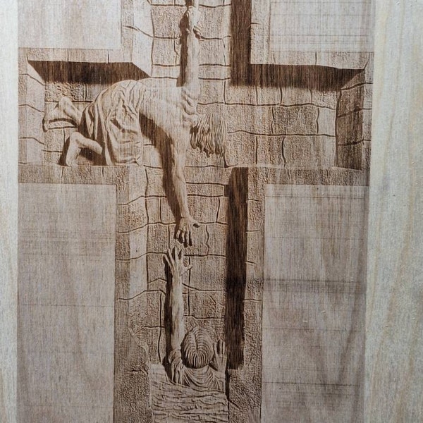 Digital Engraving File -jesus Cross Well 3D Illusion File for Wood ...
