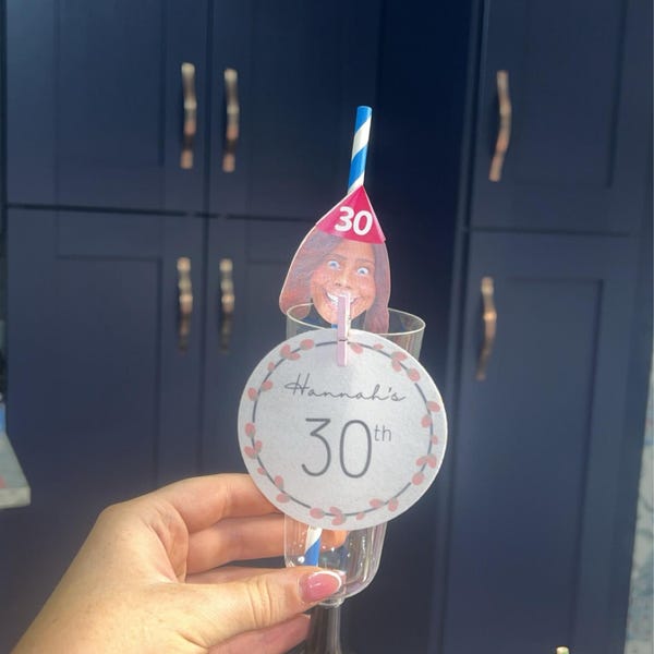 150 X Custom Photo Face Straws Cutout 30th Birthday Party Decorations ...