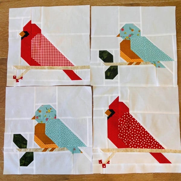 Cardinal Quilt Block Pattern Winter Bird PDF - Includes Instructions ...