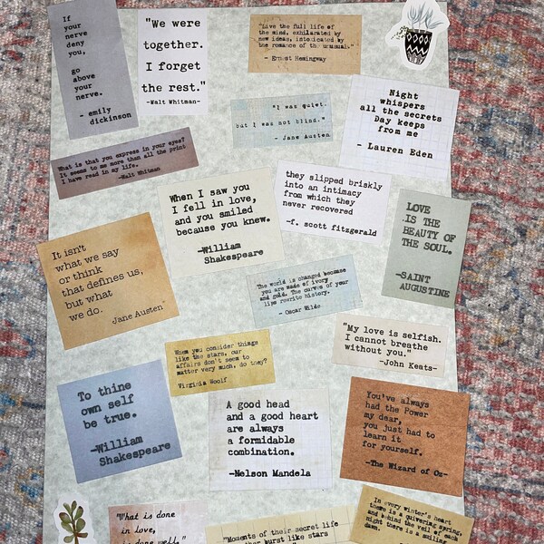 Book Quotes Stickers, Typewriting Planner Stickers, Famous Words ...