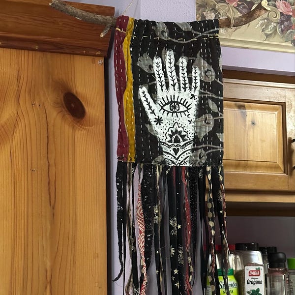 Lotus Banner – Upcycled Fabric Wall Art – One of a Kind & Sustainable ...