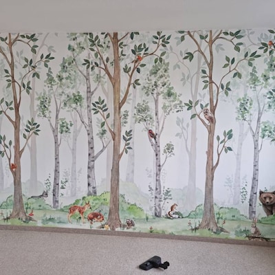 Wallpaper Forest Animals Wallpaper for Kids Forest Wild - Etsy