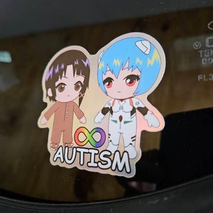 Rei and Lain Autism Chiquita Fumo Plush Holographic Vinyl Sticker - Etsy