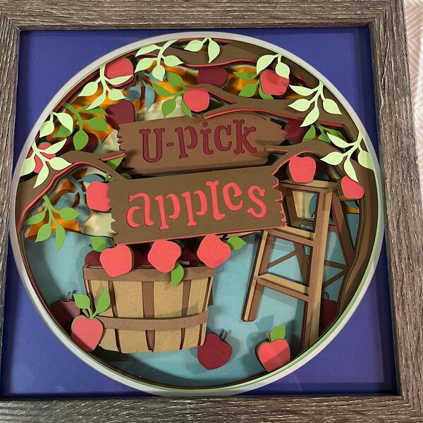 3D APPLE PICKING Svg - FALL Shadow Box Svg - for Cricut - for ...