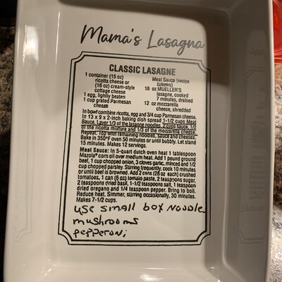 Handwritten Dish With YOUR Handwriting personalized Casserole Pan ...