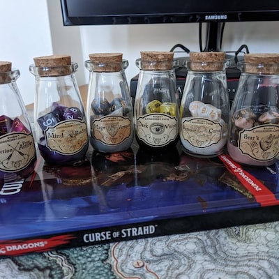 Dark Vision Dnd Potion Bottle Dice Set Yellow and Black Polyhedral Set ...