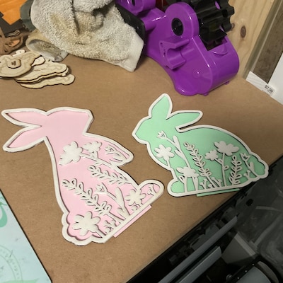 1/8 Floral Bunnies SVG Standing Bunnies SVG File Glowforge Easter Files ...
