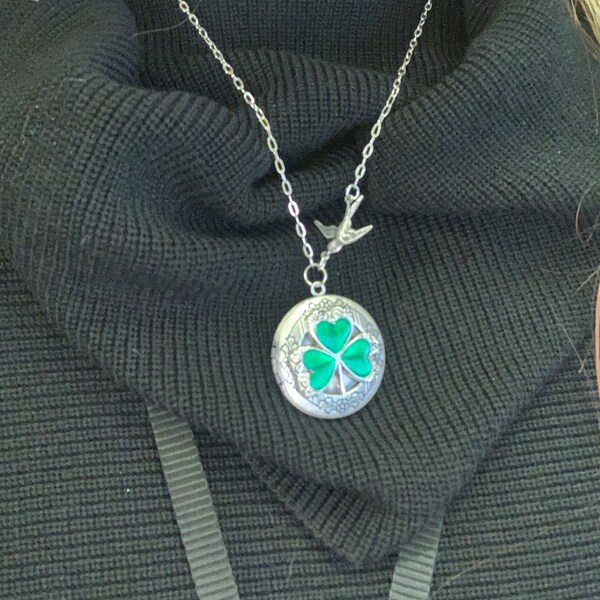 Irish Locket, Antique Gold, Gold Irish Locket, Golden Shamrock Locket ...