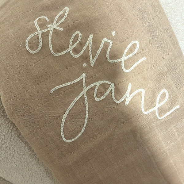 RUSH Personalized Hand Lettered Embroidered Baby Swaddle Receiving ...