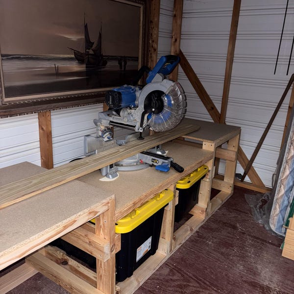 DIY Workbench for Garage Plan With Tote Storage 27 Gal - Digital Build ...
