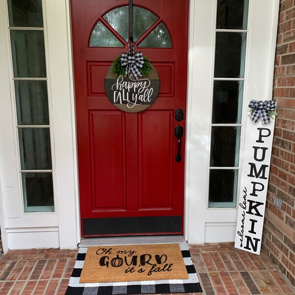 Fall Front Door Decor | Happy Fall Y'all | Fall Door Hanger | Fall ...