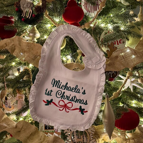 First Christmas Bib, First Christmas Burp, 1st Christmas, Christmas Bib ...