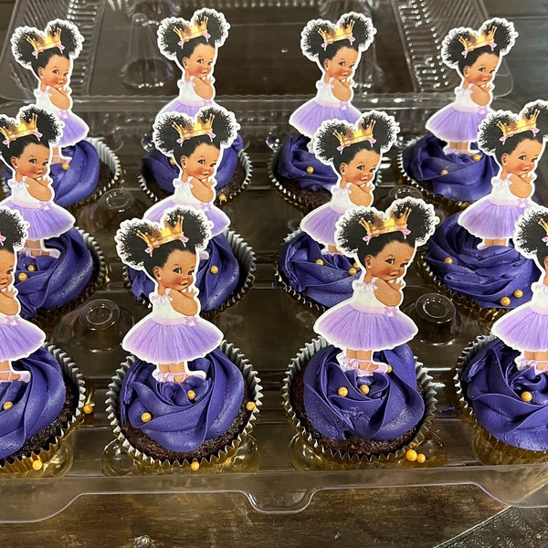 Vintage Purple Afro Baby Cupcake Toppers Princess Vintage Baby Crown - Etsy