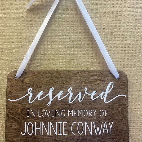 Personalized Wedding Memorial Sign | Wedding Reserved Seat | in Loving ...