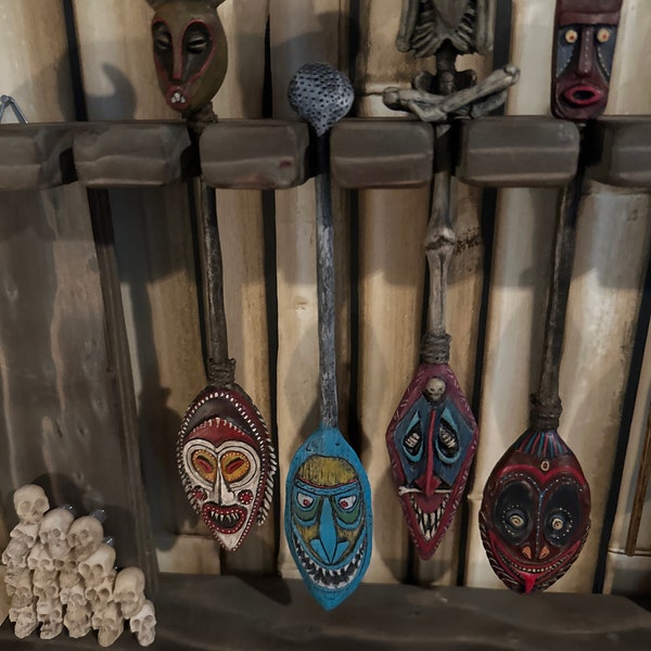 Tiki Swizzle Sticks, Moai and the Cannibal Handmade and Painted Paddle ...