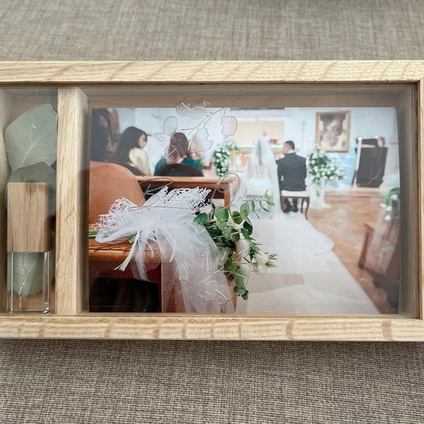 Wood Photo Box for Photo 4x6 & USB Box Holder 4"x6" Proof Box USB Stick ...