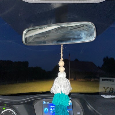 Tassel Car Charm Rainbow Car Accessories Rear View Mirror Hanging Car ...