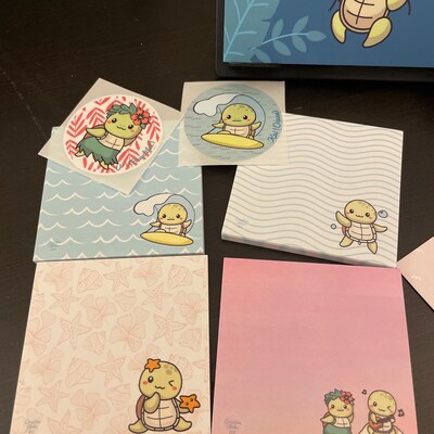 Holiday Sticky Notes Kawaii Sticky Notes Turtle Notepad - Etsy