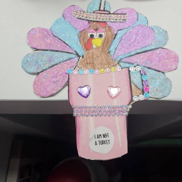 Pink Stanley Cup Turkey Disguise Printable Craft Kit, Coloring Turkey ...