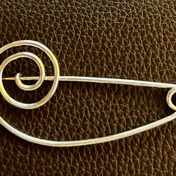 925 Sterling Silver Safety Pin Brooch, Simple Silver Safety Pin ...