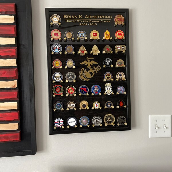 14ct Challenge Coin Display Personalized 9mm Bullet Casings Wall ...