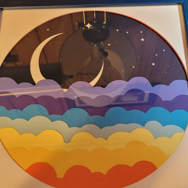 3d Cloudy Night Sky Shadow Box, Files for Cricut, for Silhouette, Paper ...