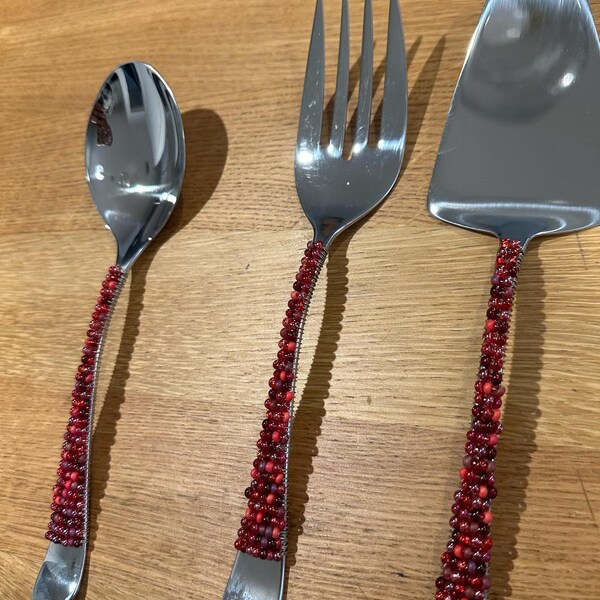 Beaded Serving Utensil Set - Pink - Etsy