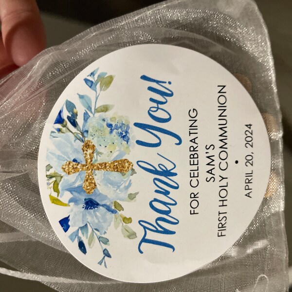 First Holy Communion Favor Stickers Boys 1st Holy Communion Thank You ...