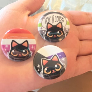 Pride Cat Flags Button Pin LGBTQ Custom Trans Gay Lesbian Bisexual Ace ...