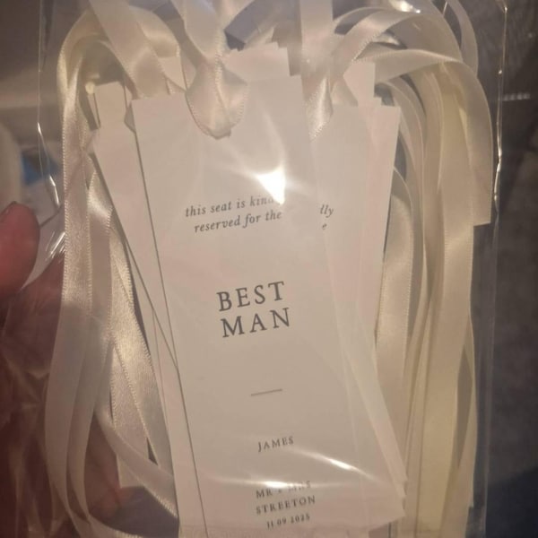 Simple Reserved Seat Tag for Wedding, Reserved Wedding Chair Name Tag ...