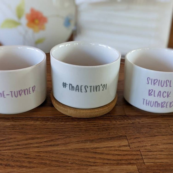 Your Custom Text Succulent Planter, Small Planter, Ceramic Planter Pot ...