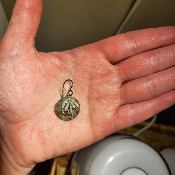 Earrings Large Brass Leaf Shape, Hand Patina, Niobium Wire, Lead ...