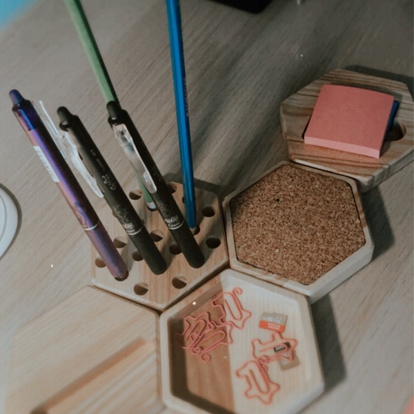 Desktop Storage Organizer Wooden Office Desk Organization Wood Table ...