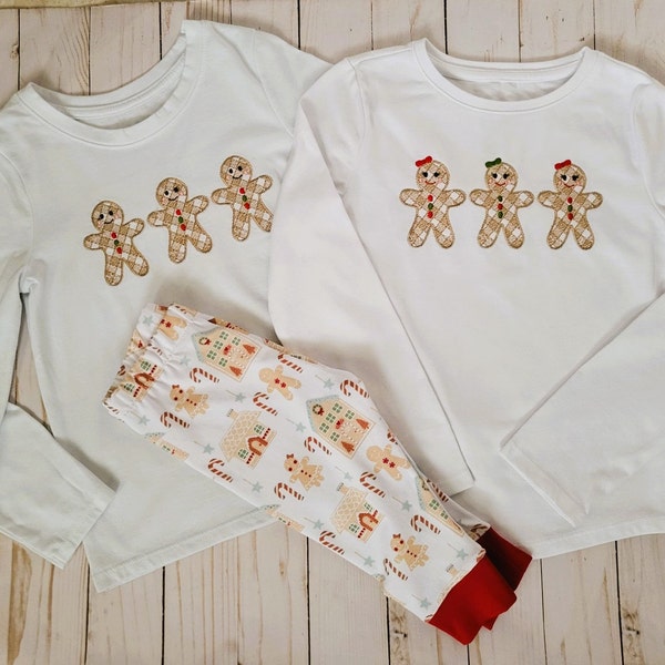 Gingham Gingerbread Trio, Boy Girl Gingerbread Embroidery Design ...