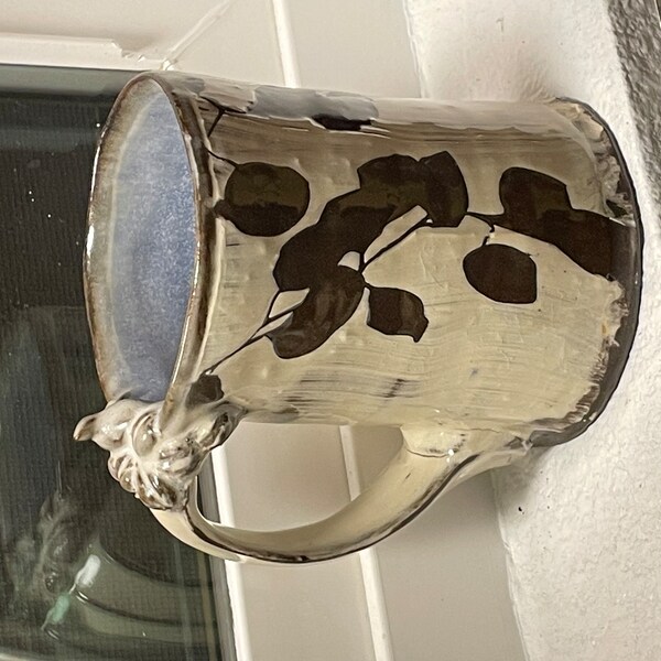 Ceramic Stoneware Cup Handleless Mug Tumbler Wine Glass Red Bird Cherry ...