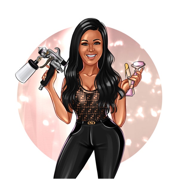 Spray Tanning Logo Cartoon Logo Digital Portrait Cartoon From Photo ...