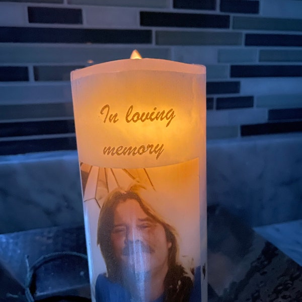 Custom Memorial Candle, Wax, Flickering Flame, Memorial Gift ...