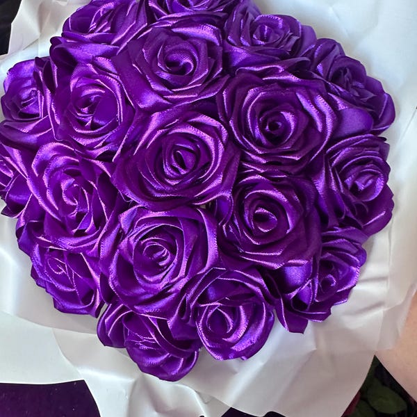 Dark Purple Graduation Bouquet Eternal Rose, Bouquet of Artificial ...
