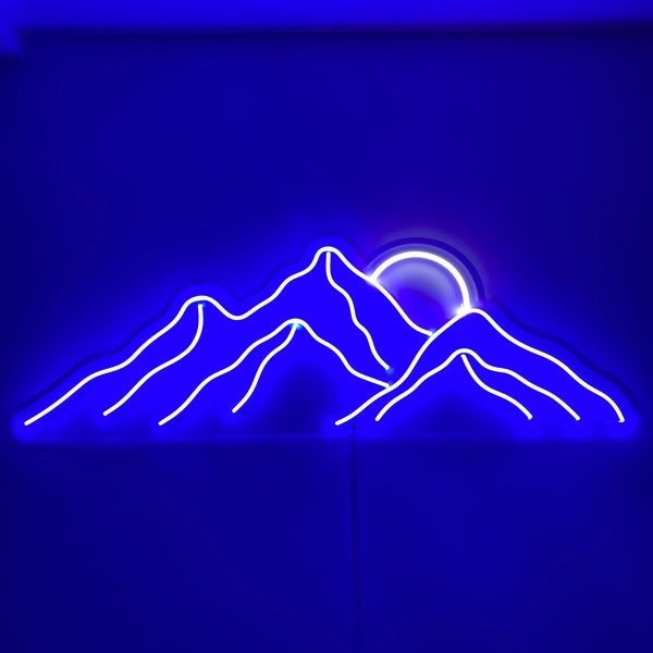 Mountain LED Neon Sign | Customize Large Sunset Acrylic Wall Art ...