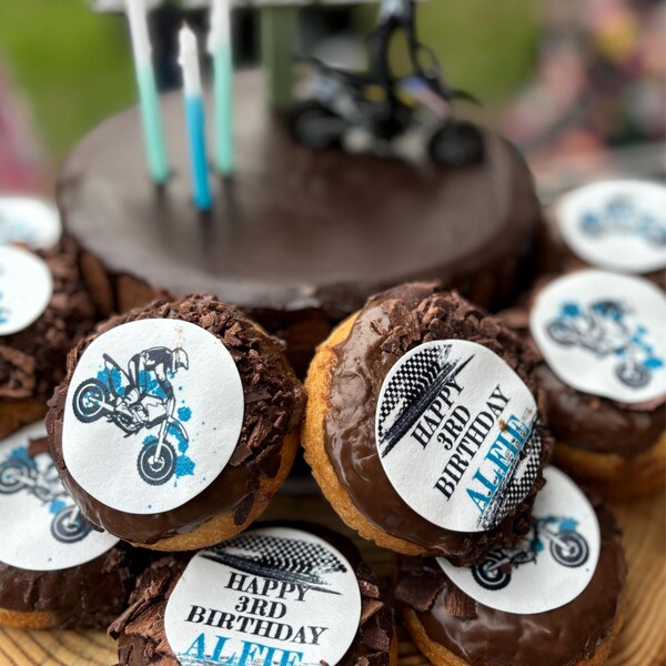 Dirt Bike Motorbike Pre-cut Edible Icing Cupcake or Cookie Toppers ...