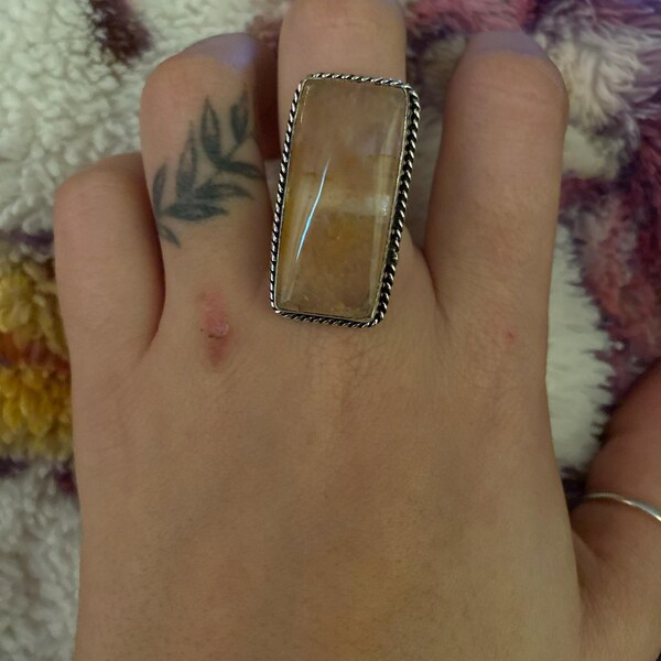 Sample of Natural Gemstone Ring, 925 Sterling Silver Plated Ring ...