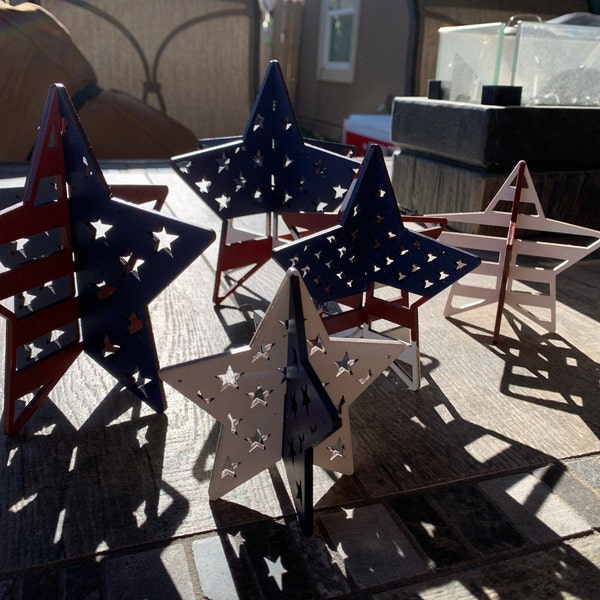 1/8" 3D Standing Stars -set of 5 Patriotic Stars and Stripes for Mantle ...