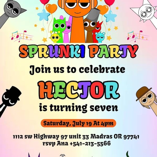 Sprunki Birthday for Kids PNG - 'it's My Birthday' Digital Design for ...