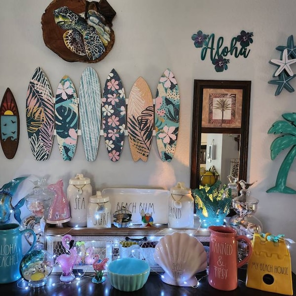 Aloha Hibiscus Wall Accent, Beach Decor, Beach House Decor, Bathroom ...