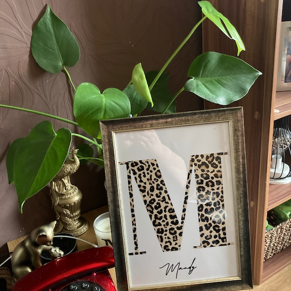 Leopard Initial Print, Initial Poster, Leopard Animal Wall Art ...